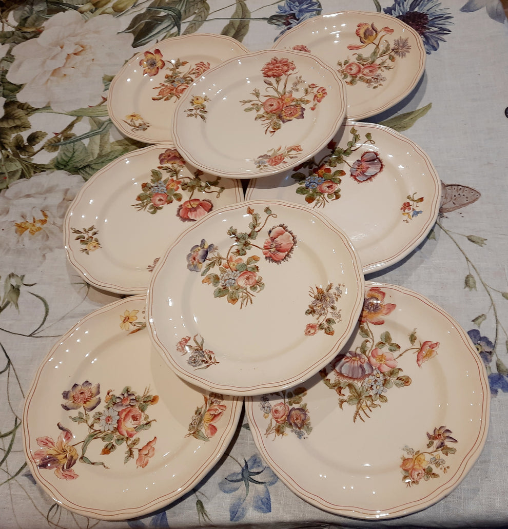 Lot de 8 assiettes à dessert Longchamp Assiettes Terre de Fer Vintage ...